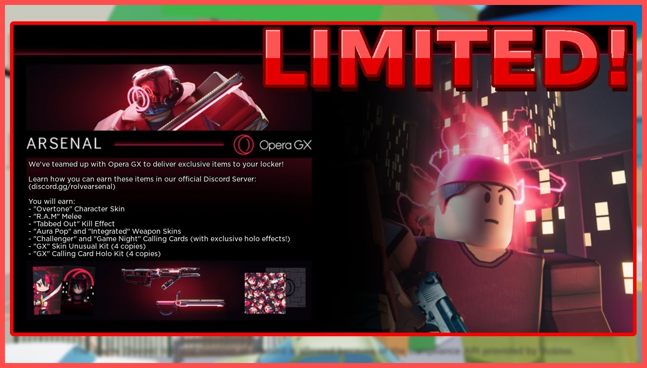 OperaGX rewards for Roblox Arsenal players